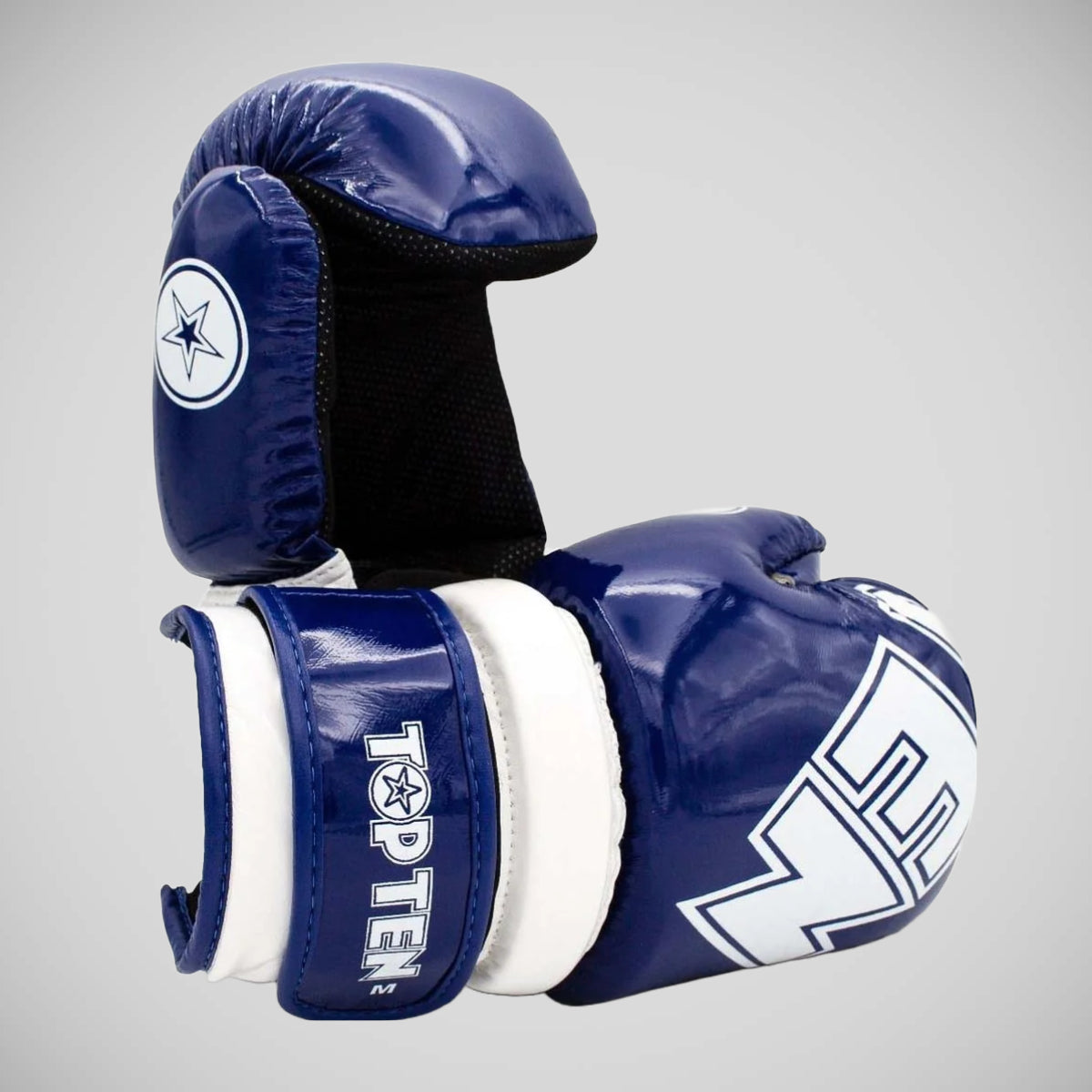 Blue/White Top Ten Glossy Block Pointfighter Gloves from Bytomic