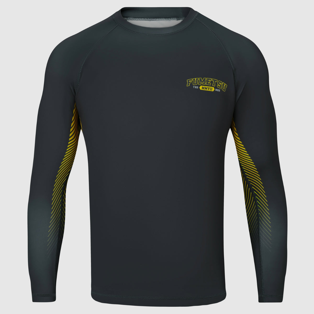 Grey Fumetsu Varsity Long Sleeve Rash Guard from Bytomic