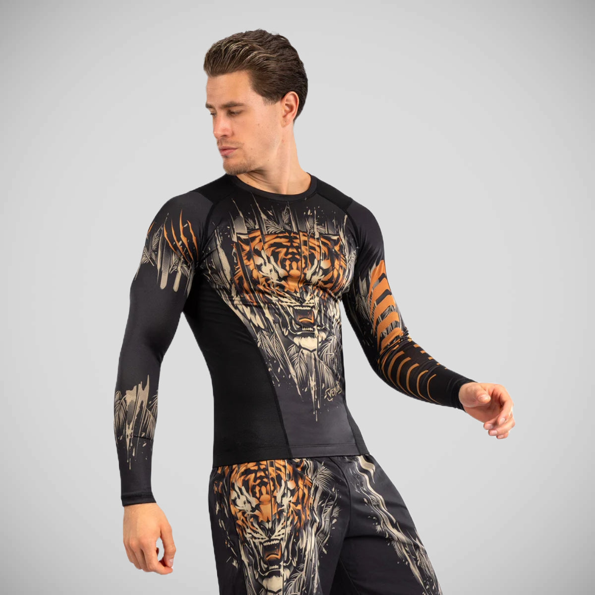Venum Tiger Long Sleeve Rash Guard Black/Orange from Bytomic – Bytomic ...