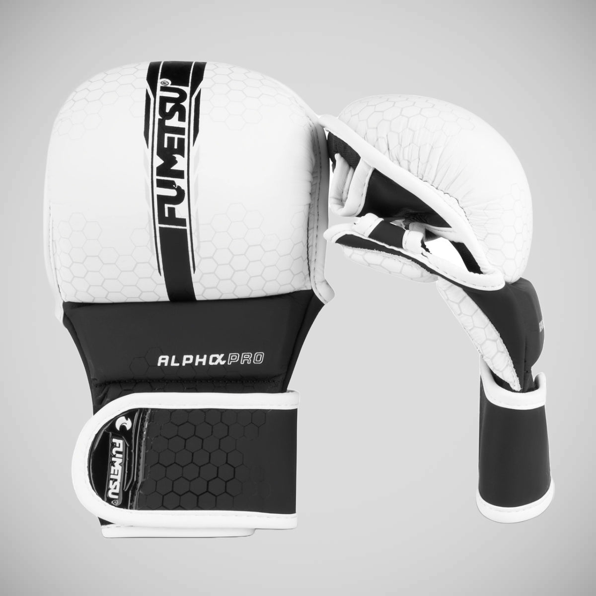 White/Black Fumetsu Alpha Pro MMA Sparring Gloves from Bytomic ...