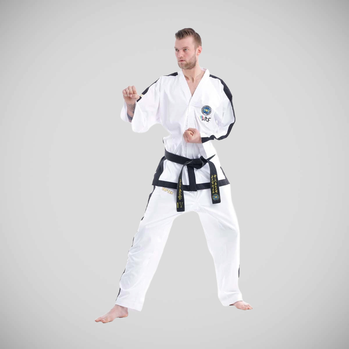 White Top Ten ITF Master Instructor Gold Edition Dobok from Bytomic