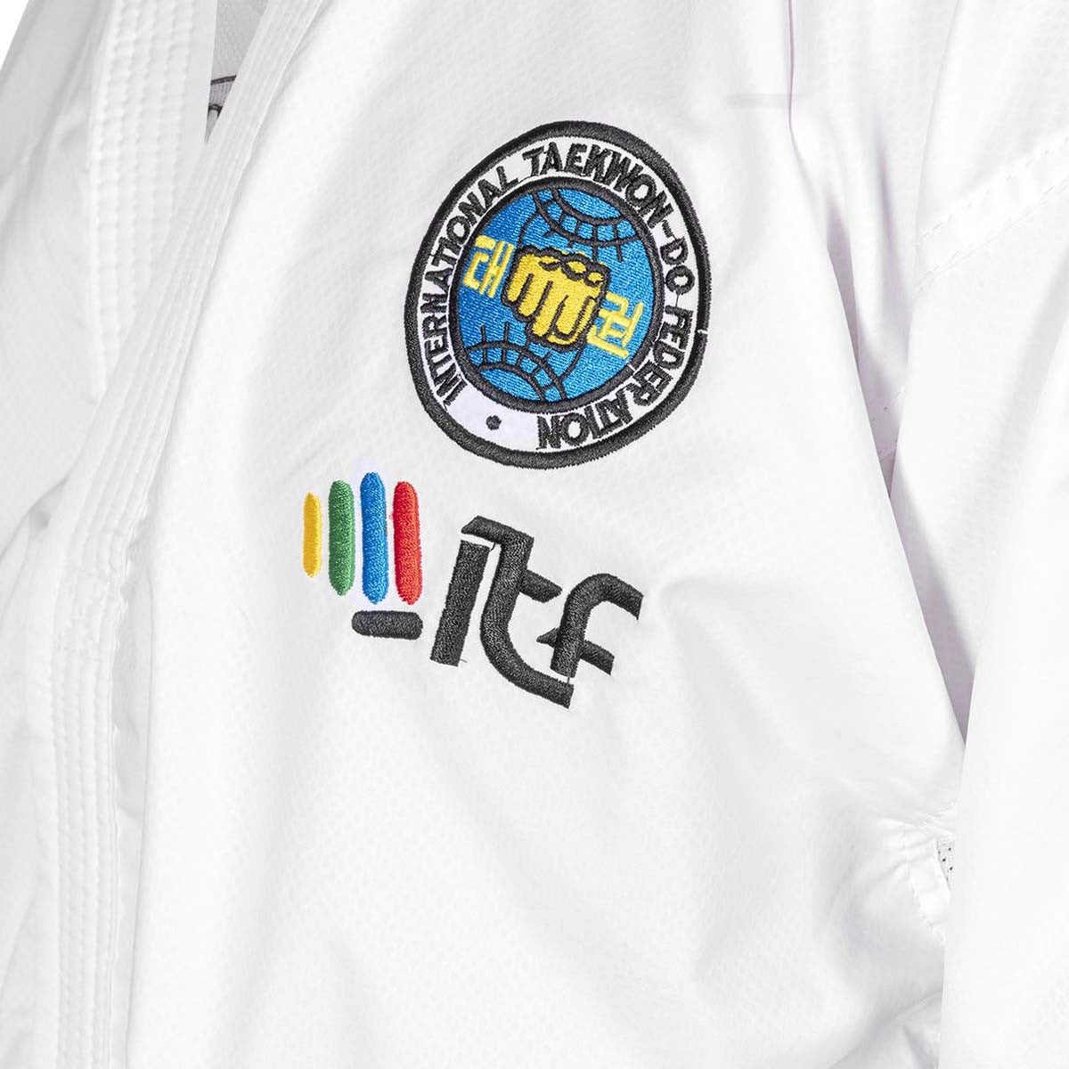 White Top Ten ITF Master Instructor Gold Edition Dobok from Bytomic